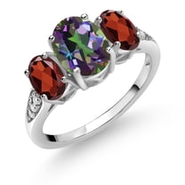 Gem Stone King 10K White Gold White Moissanite Ruby Red Mystic Topaz ...