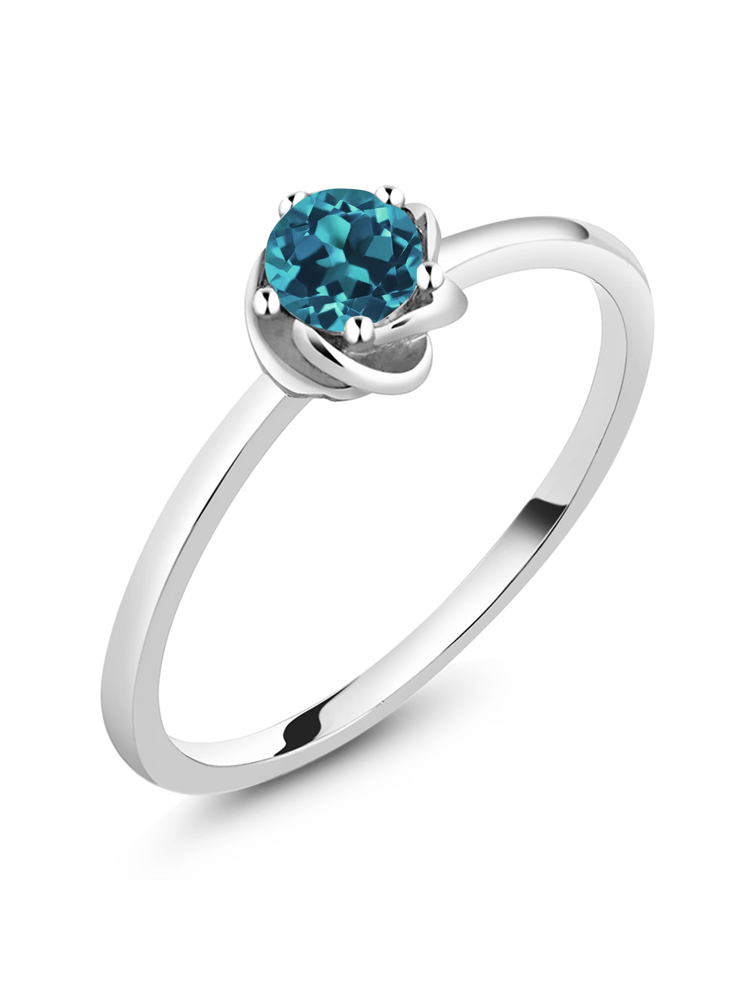 Gem Stone King 10K White Gold London Blue Topaz Solitaire Engagement ...