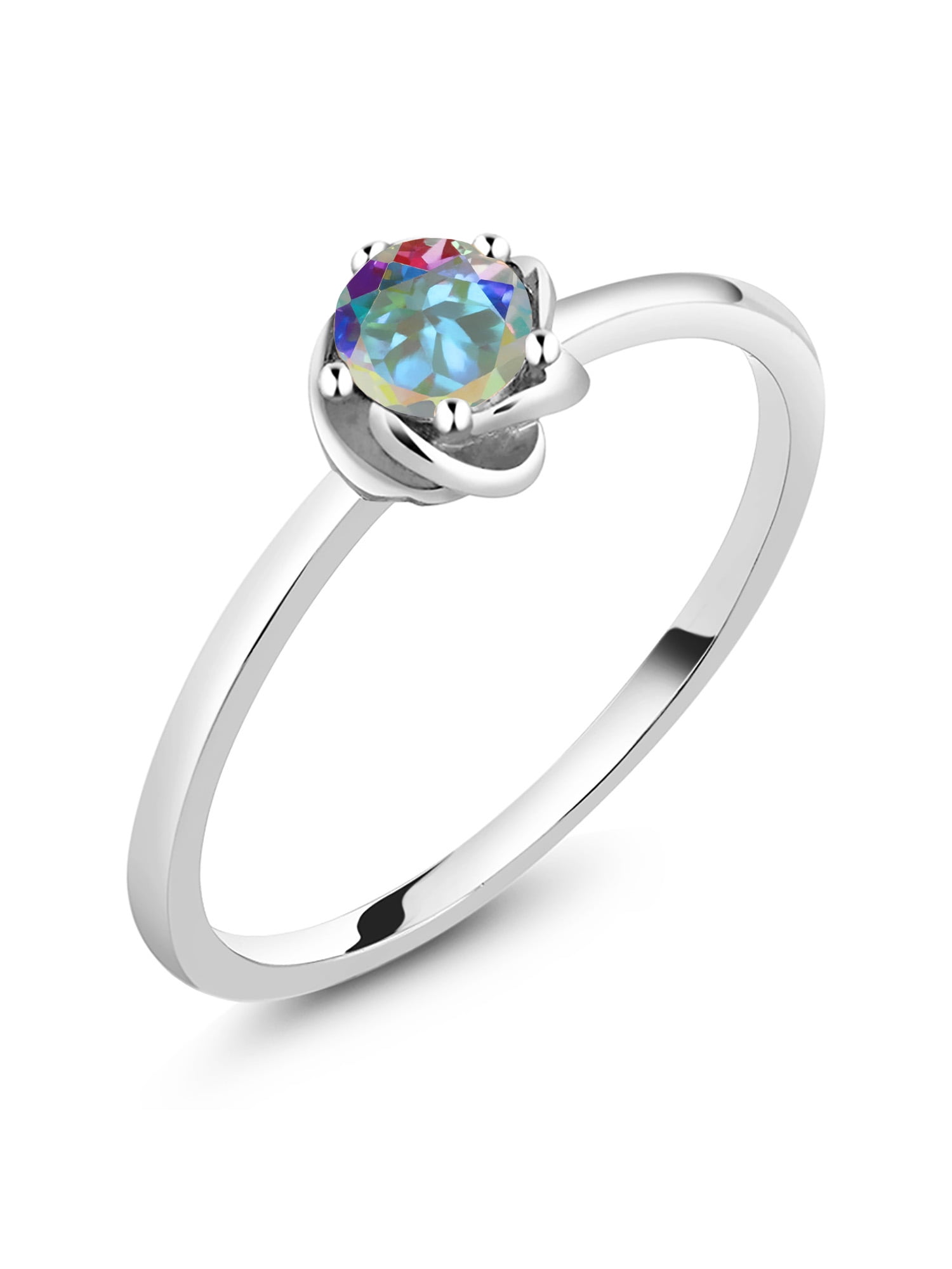 Gem Stone King 10K White Gold Mercury Mist Mystic Topaz Solitaire ...