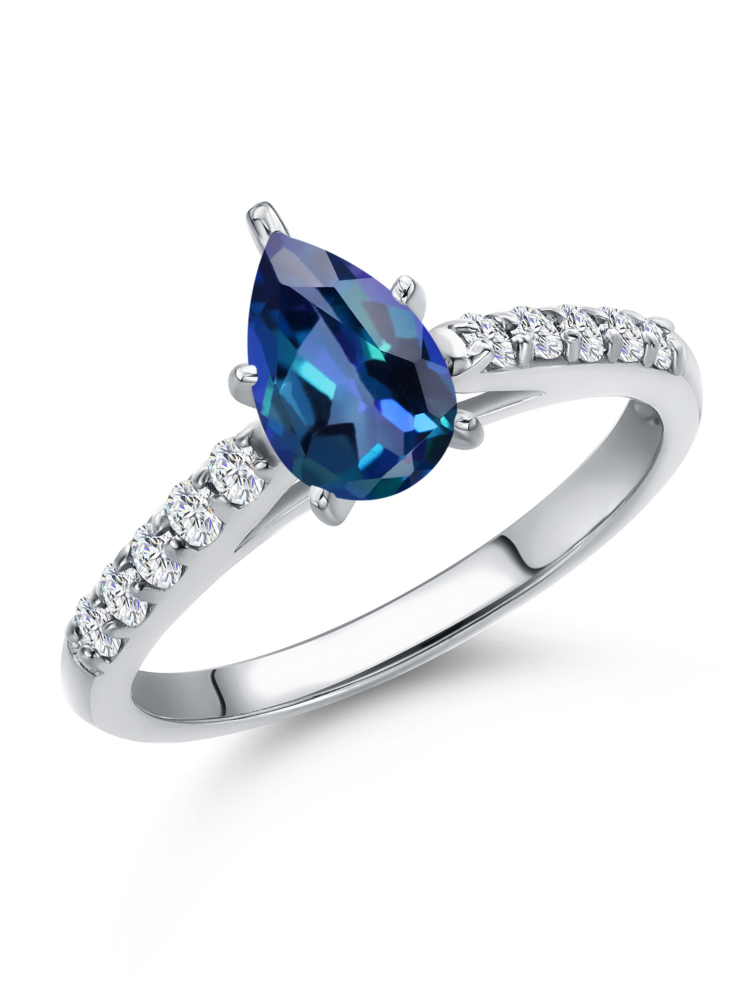 Gem Stone King 10K White Gold Neptune Mystic Topaz and Lab Grown ...