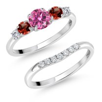 Gem Stone King 10K White Gold White Lab Grown Diamond and Purple ...
