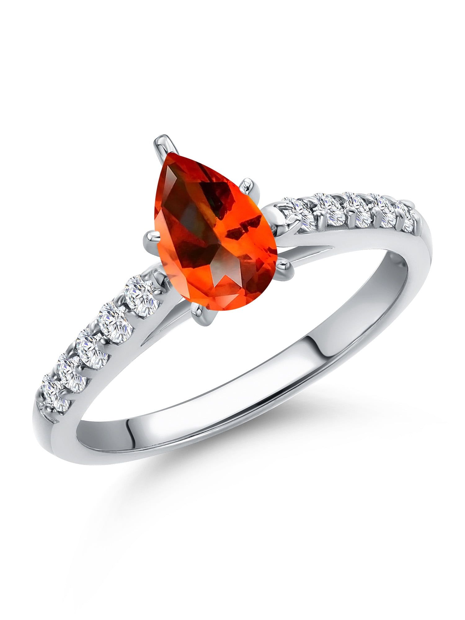 Gem Stone King 10K White Gold Poppy Topaz and Lab Grown Diamond ...