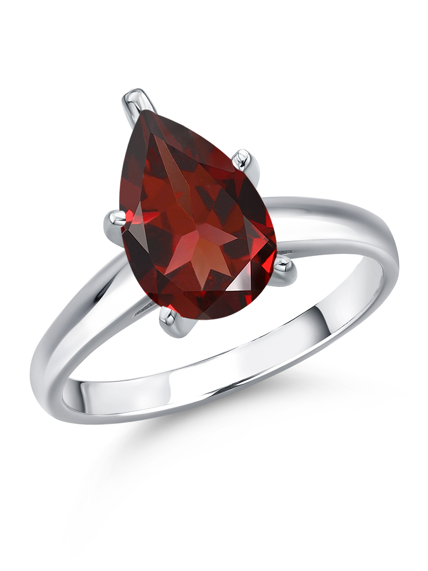Gem Stone King 10K White Gold Red Garnet Engagement Ring for Women | 2. ...