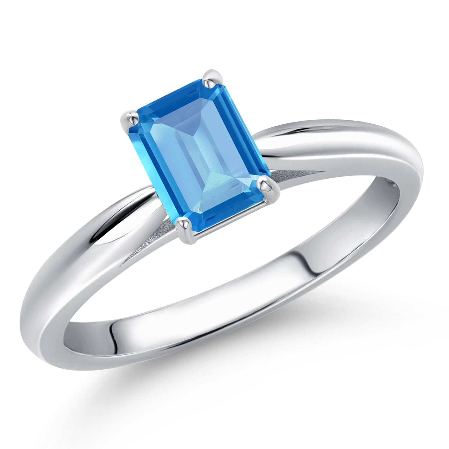 Gem Stone King 10K White Gold Swiss Blue Topaz Engagement Ring for ...
