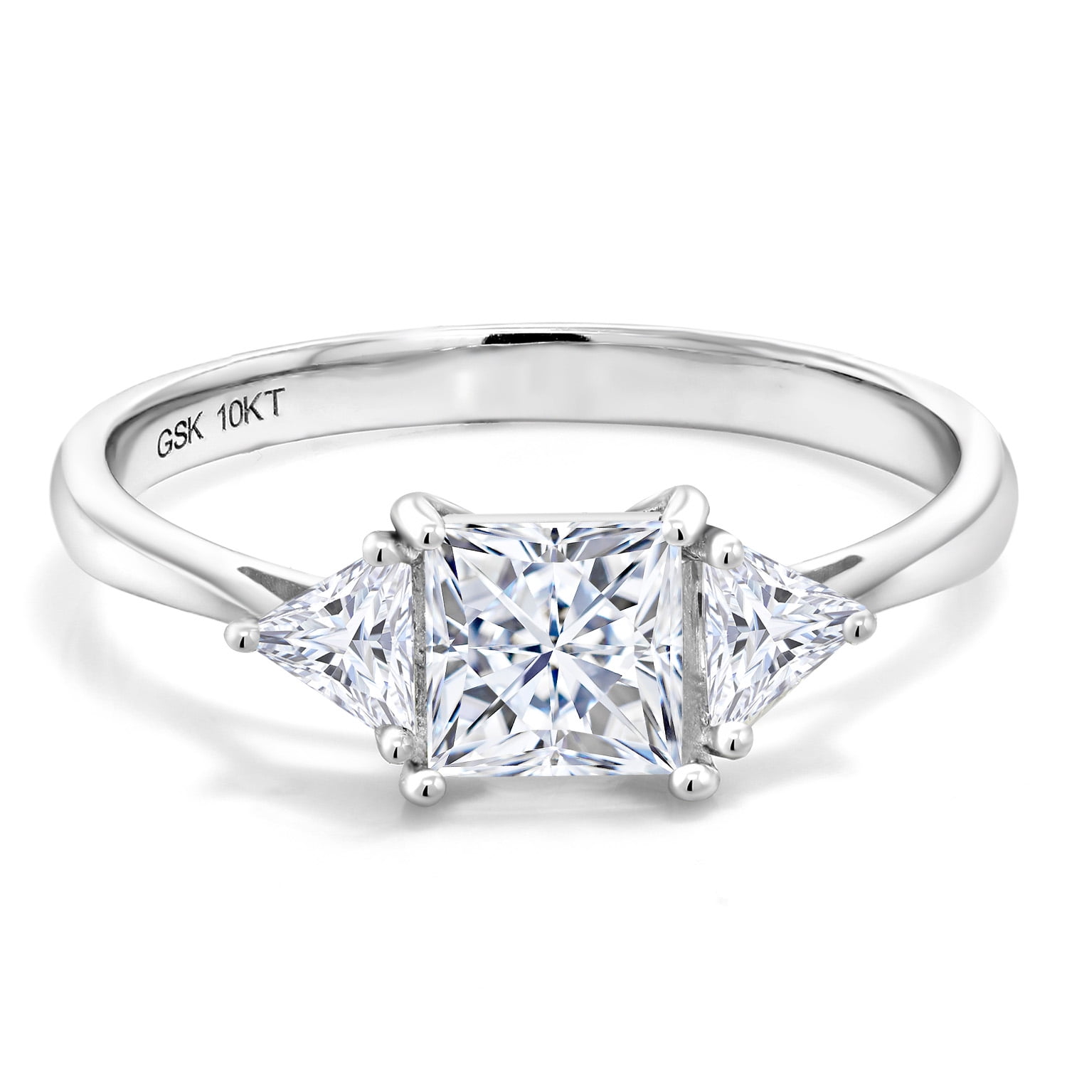 Gem Stone King 10K White Gold White Moissanite Engagement Ring | 1.12 ...