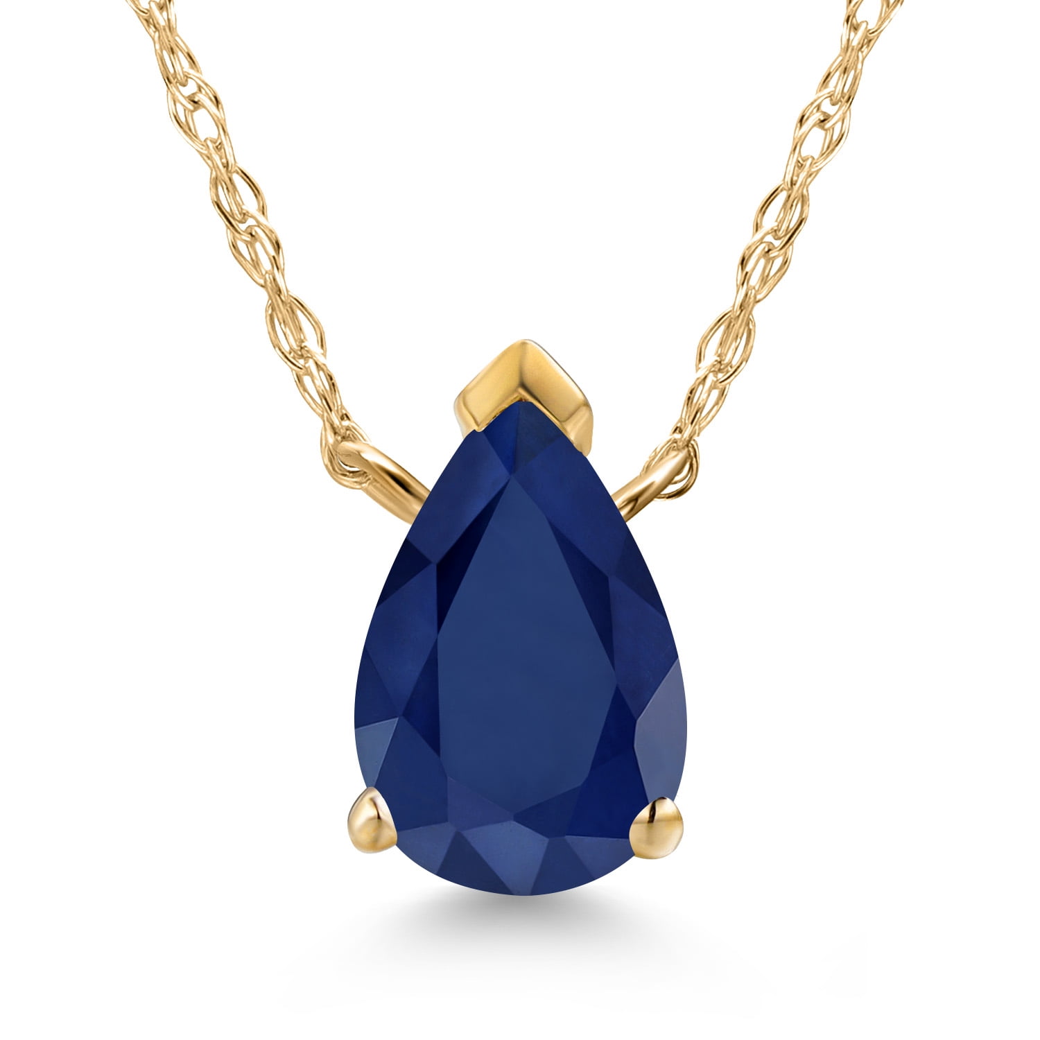 Gem Stone King 10K Yellow Gold Blue Sapphire Pendant Necklace for Women ...