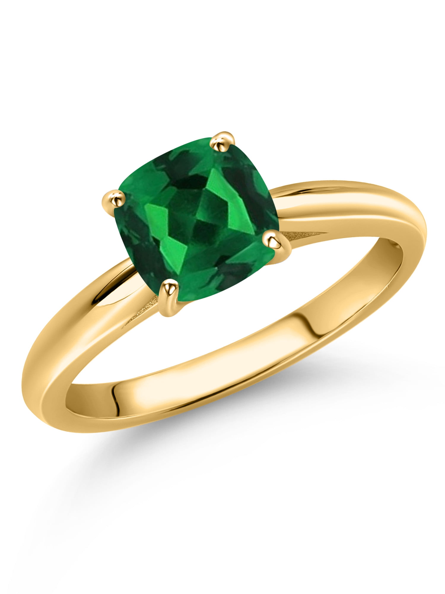 Gem Stone King 10K Yellow Gold Green Nano Emerald Solitaire Engagement ...