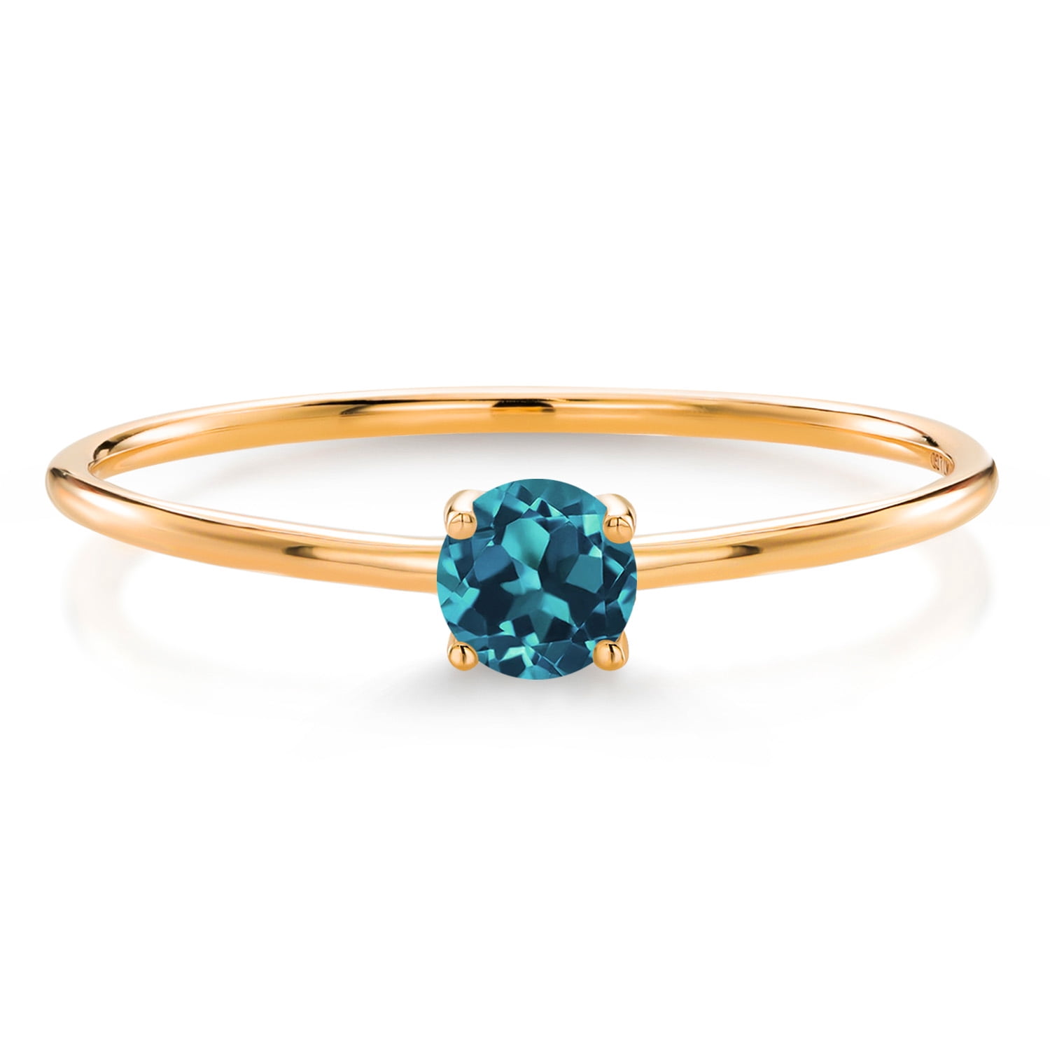 Gem Stone King 10K Yellow Gold London Blue Topaz Solitaire Engagement ...