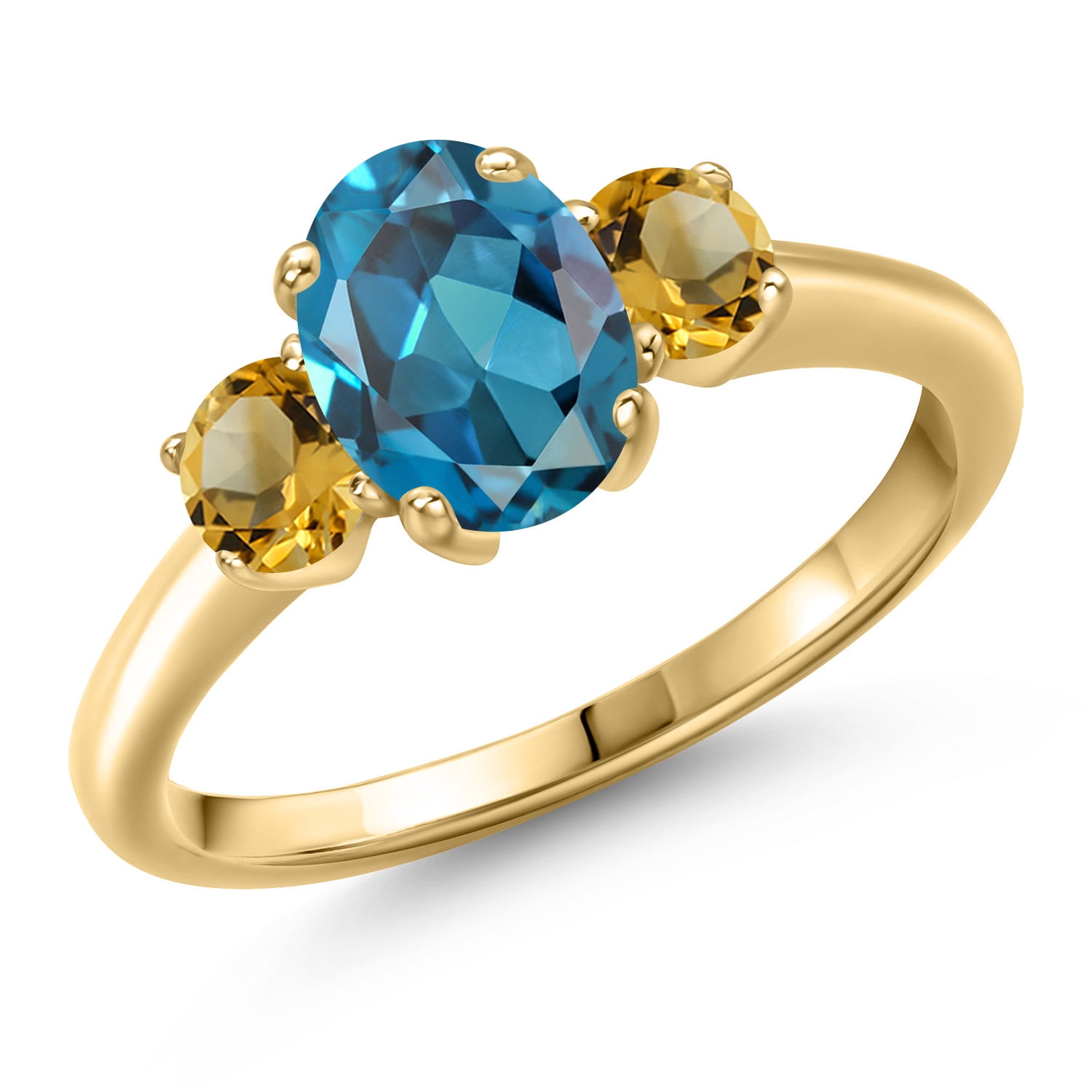 Gem Stone King 10K Yellow Gold London Blue Topaz and Yellow Citrine ...
