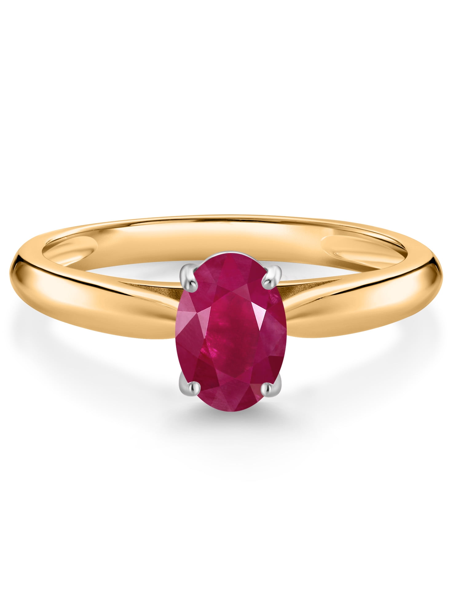 Gem Stone King 10K Yellow Gold Red Ruby Solitaire Engagement Ring for ...