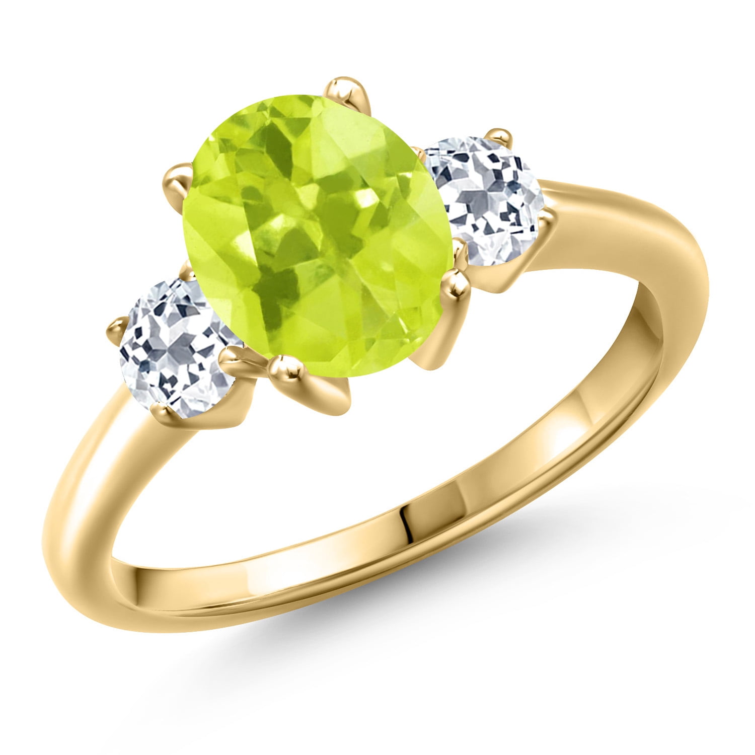 Gem Stone King 10K Yellow Gold Yellow Lemon Quartz and White Topaz ...