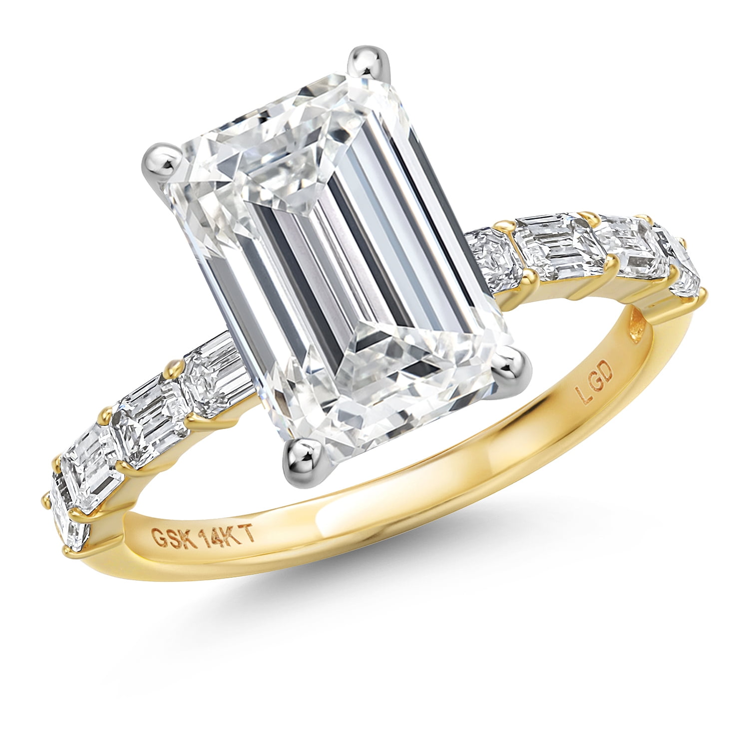 Gem Stone King 14K Two Tone Gold IGI Certified White Lab Grown Diamond ...