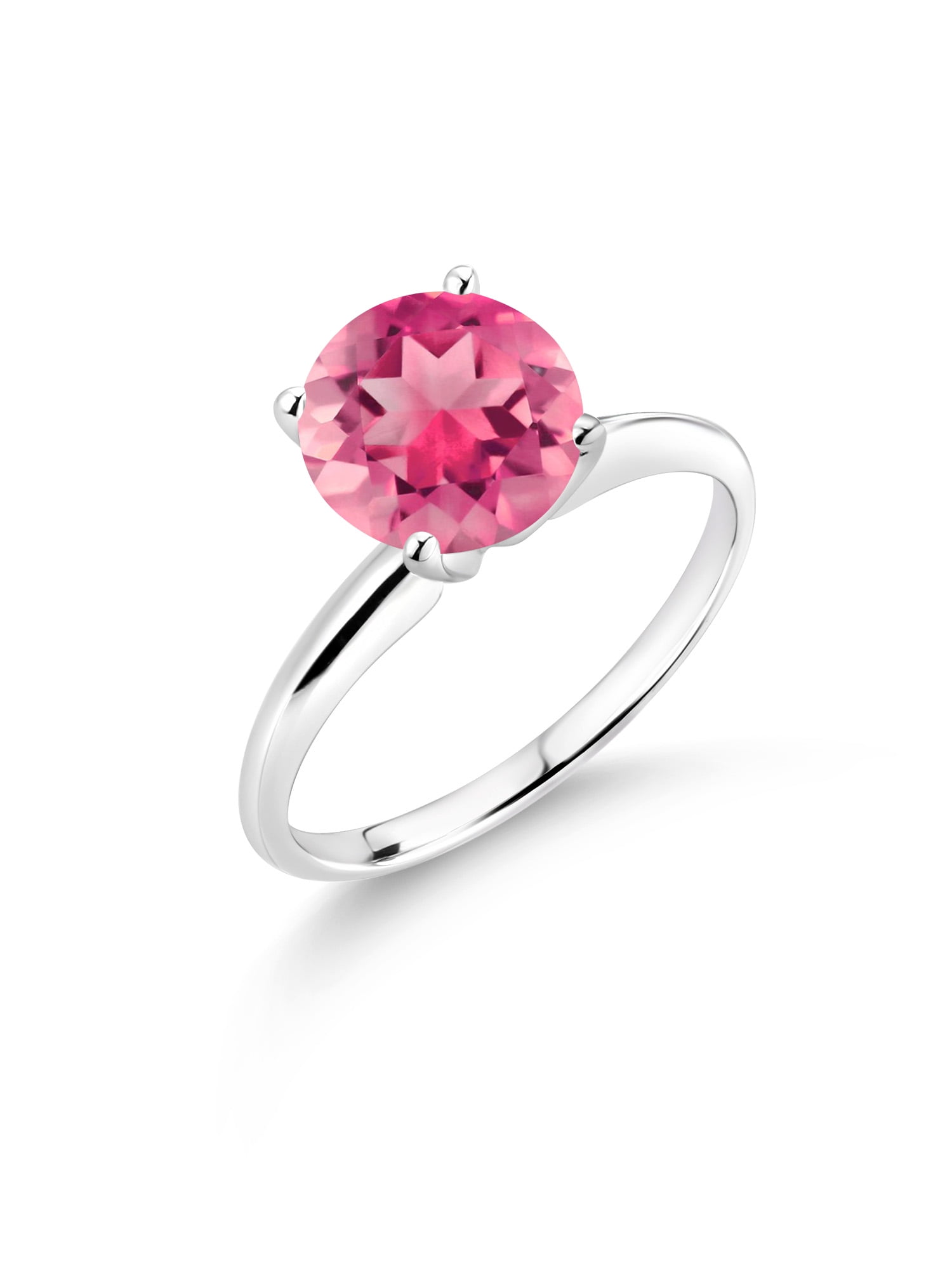 Gem Stone King 14K White Gold 2.00 Ct Round Pink Mystic Topaz Women ...