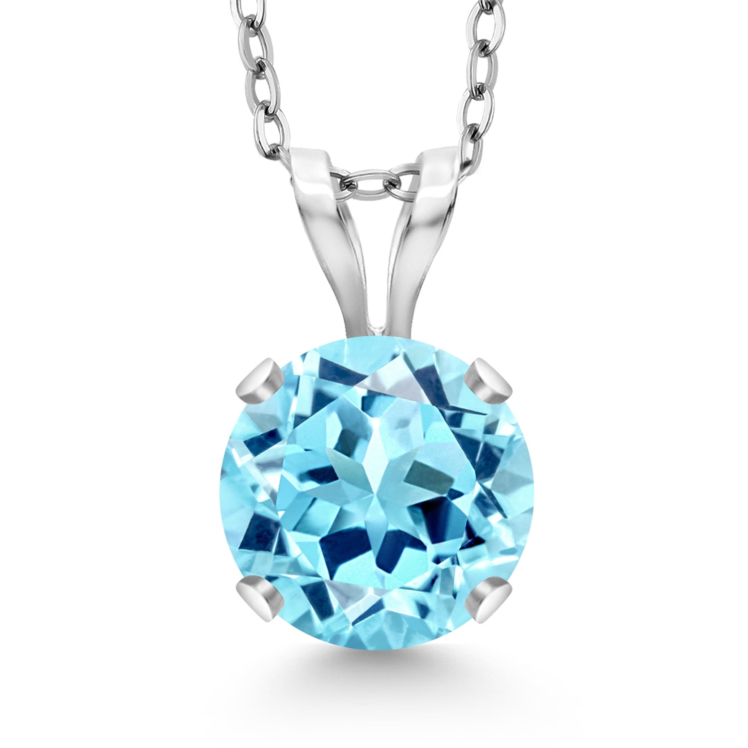 Gem Stone King 14K White Gold Blue Apatite Pendant Necklace for Women ...