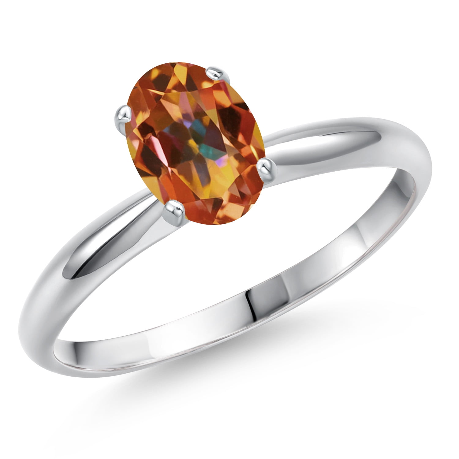 Gem Stone King 14K White Gold Ecstasy Mystic Topaz Solitaire Engagement ...