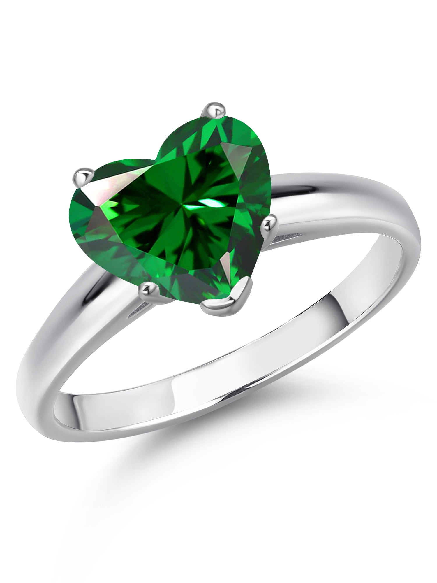 Gem Stone King 14K White Gold Green Zirconia Solitaire Engagement Ring for Women | 1.71 Cttw ...