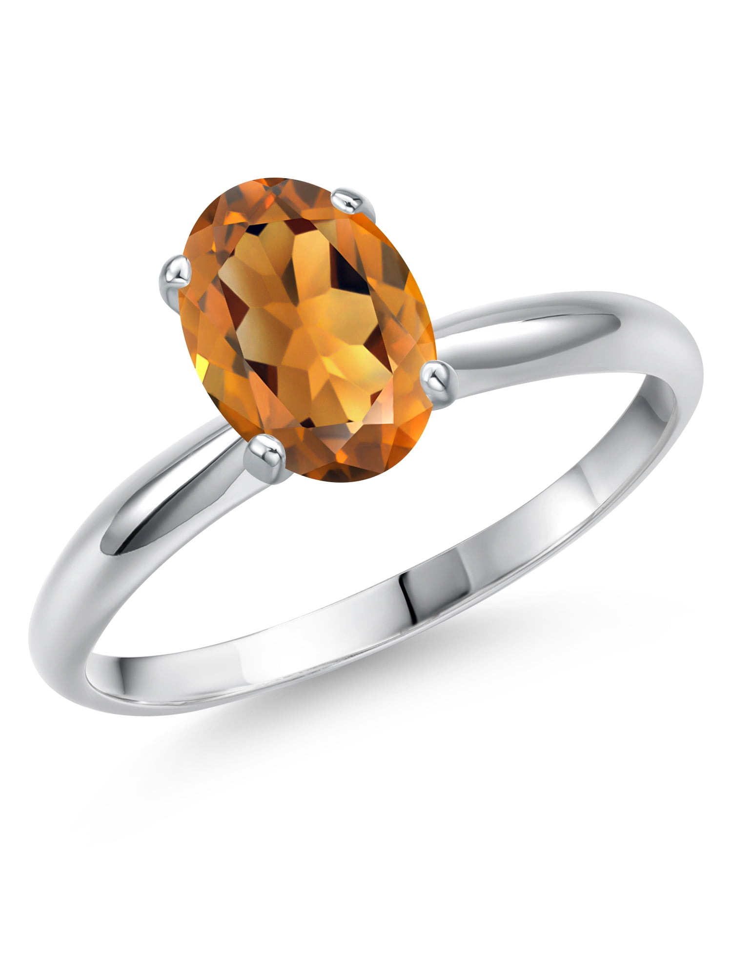 Gem Stone King 14K White Gold Orange Red Madeira Citrine Solitaire ...