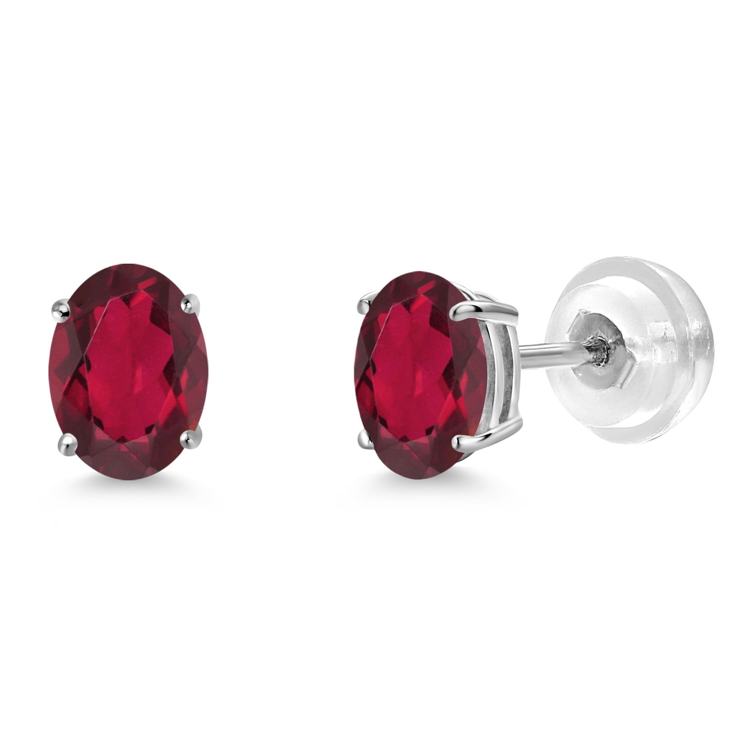 Gem Stone King 14K White Gold Ruby Red Mystic Topaz Stud Earrings for ...