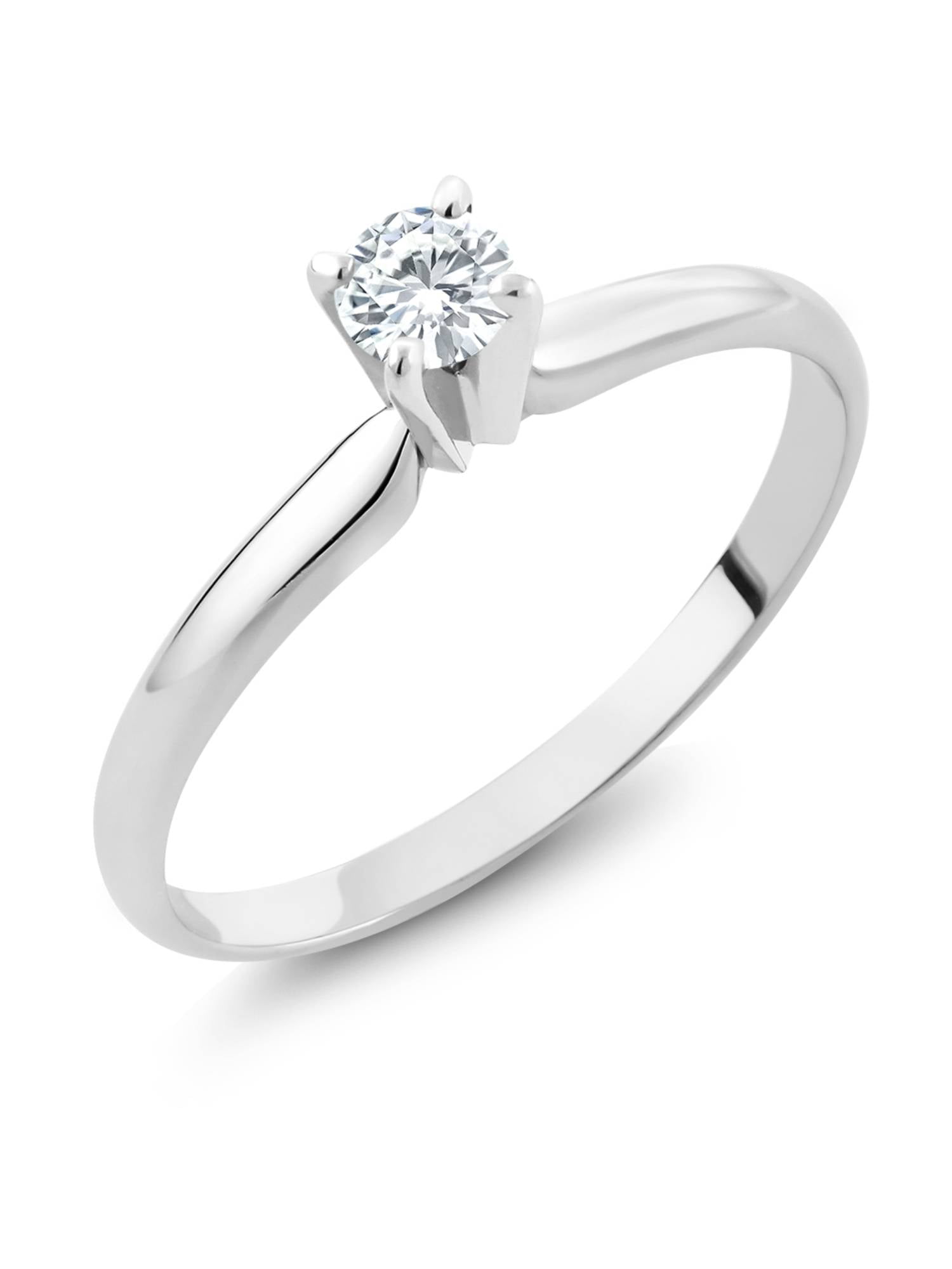 Gem Stone King 14K White Gold Solitaire Engagement Ring Set Round Near ...