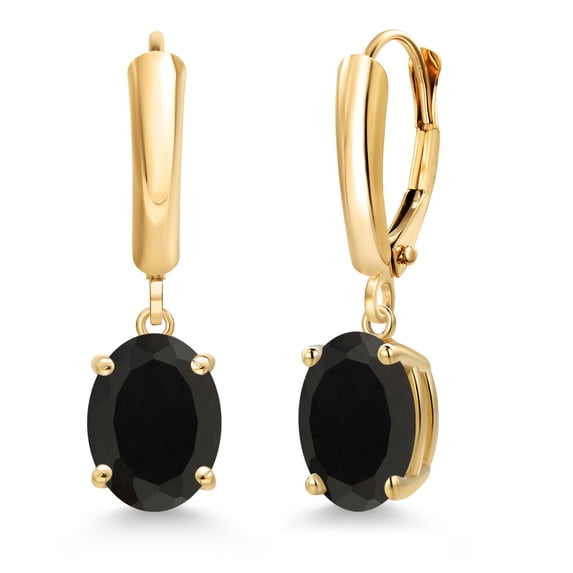 Gem Stone King 14K Yellow Gold Black Onyx Dangle Earrings for Women | 4 ...
