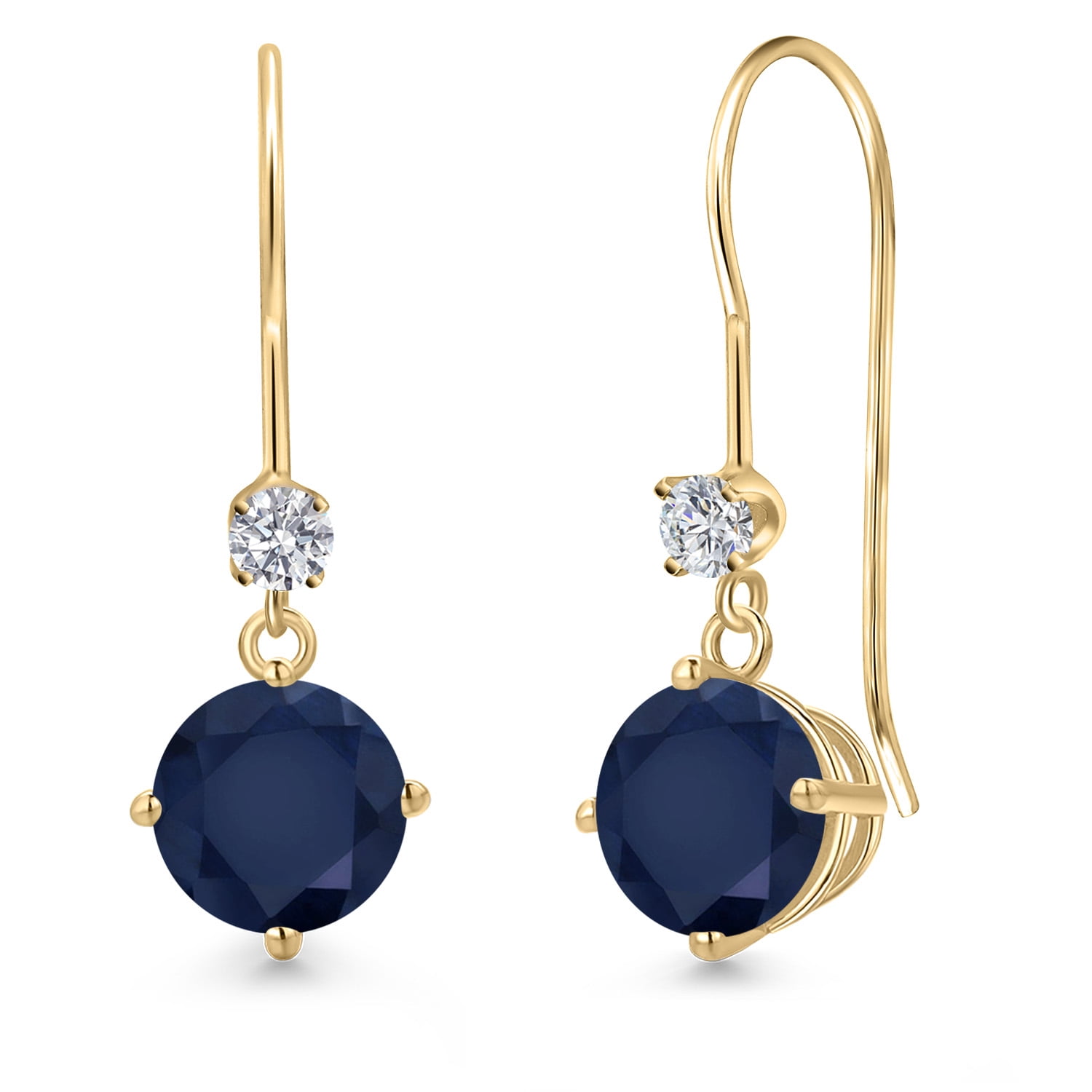 Gem Stone King 14K Yellow Gold Blue Sapphire and Lab Grown Diamond ...