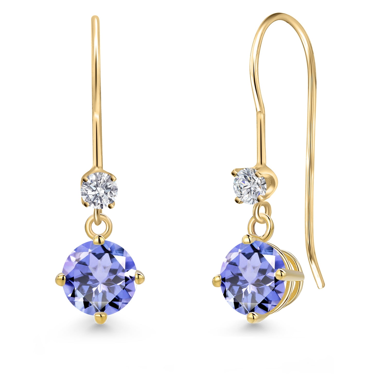 Gem Stone King 14K Yellow Gold Blue Tanzanite and Lab Grown Diamond ...
