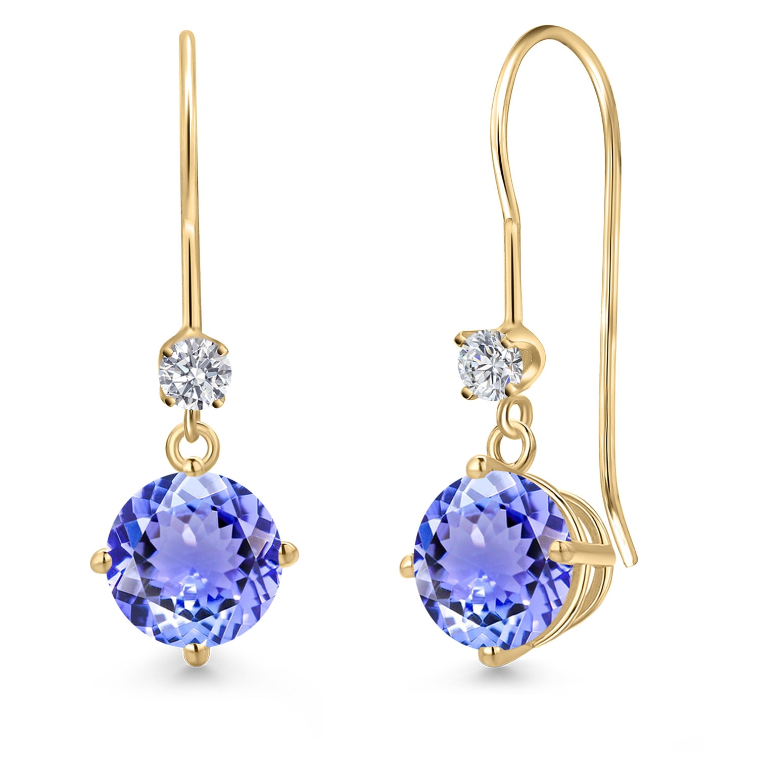 Gem Stone King 14K Yellow Gold Blue Tanzanite and Lab Grown Diamond ...