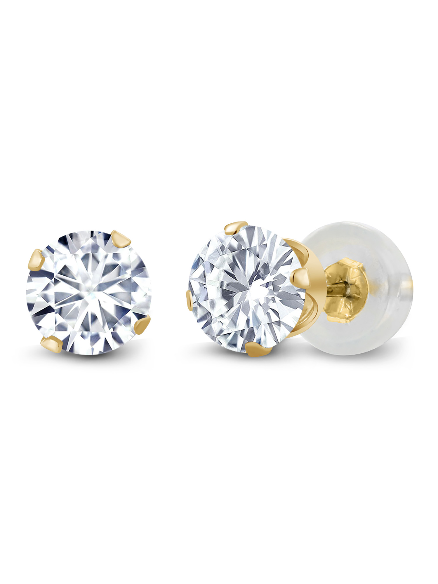 Gem Stone King 14K Yellow Gold Earrings Set Round Forever Classic 1 ...