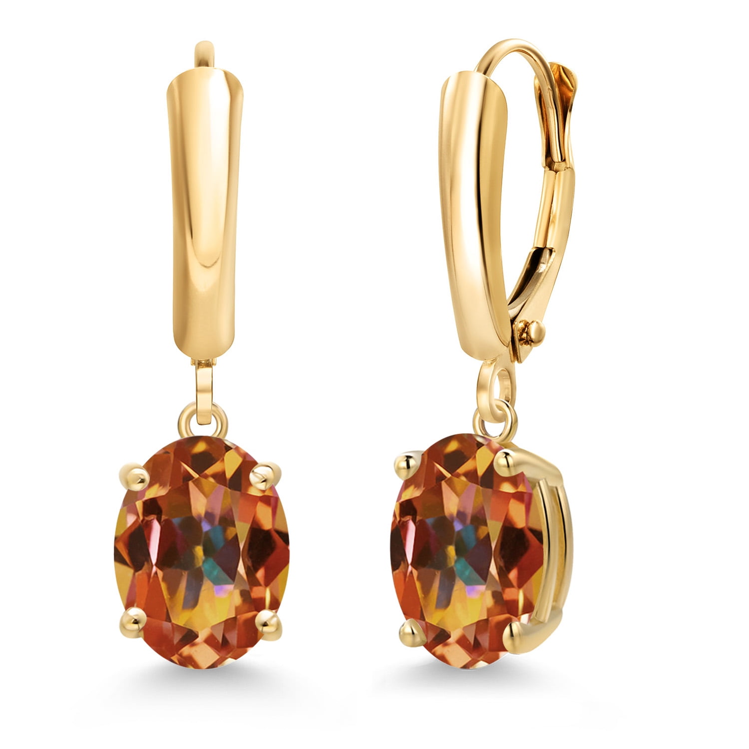 Gem Stone King 14K Yellow Gold Ecstasy Mystic Topaz Dangle Earrings for ...