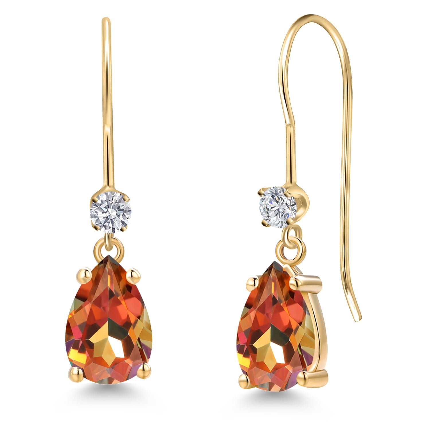 Gem Stone King 14K Yellow Gold Ecstasy Mystic Topaz and Lab Grown ...