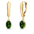 Gem Stone King 14K Yellow Gold Green Chrome Diopside Dangle Earrings ...