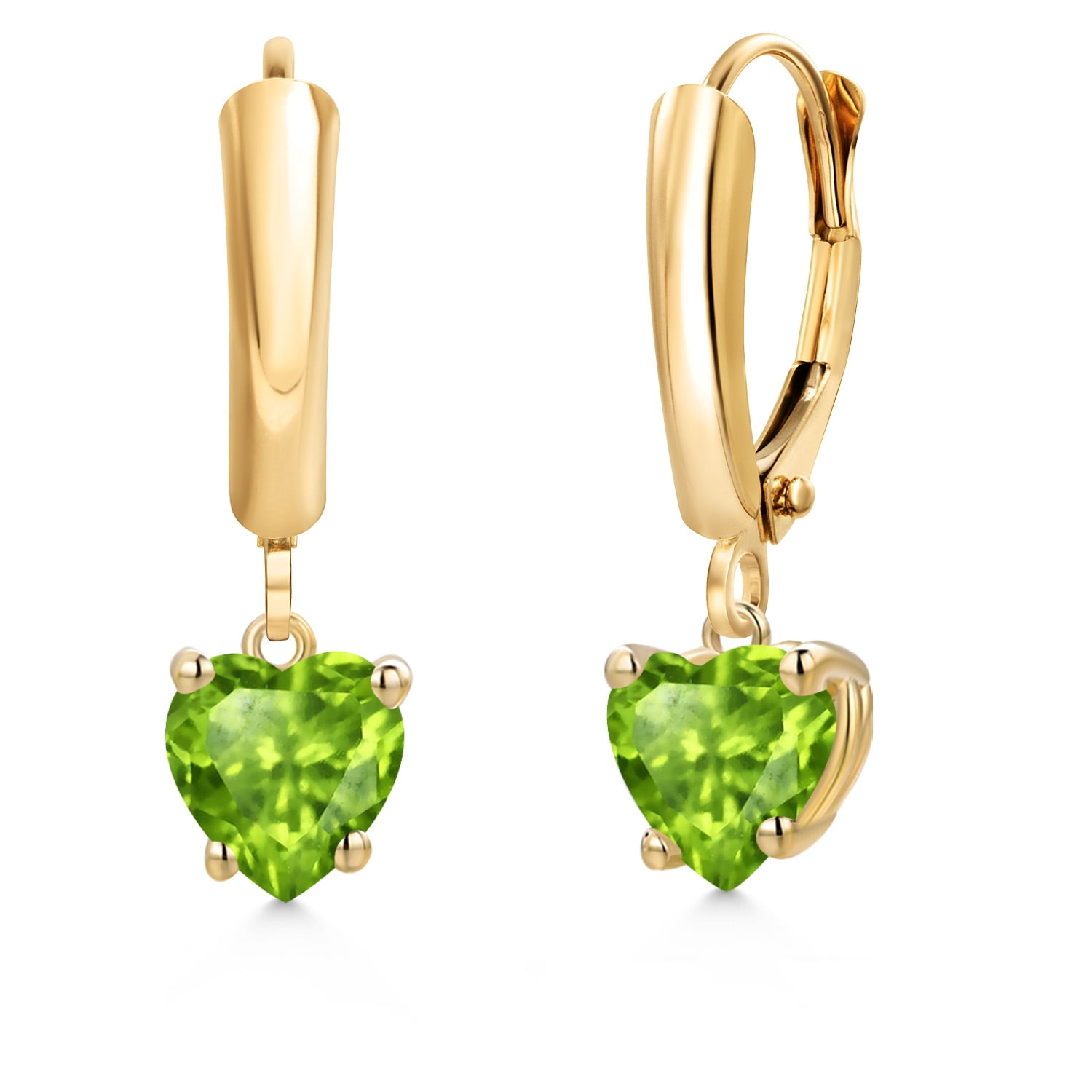 Gem Stone King 14K Yellow Gold Green Peridot Dangle Earrings for Women ...