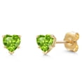Gem Stone King 14K Yellow Gold Green Peridot Stick Earrings for Women ...