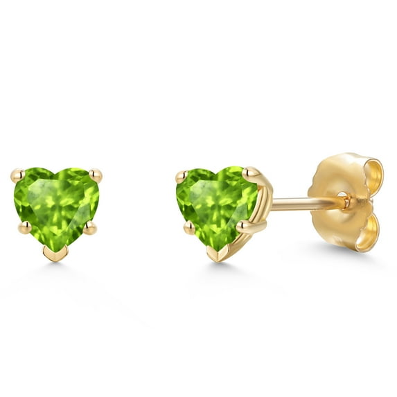Gem Stone King 14K Yellow Gold Green Peridot Stick Earrings for Women ...