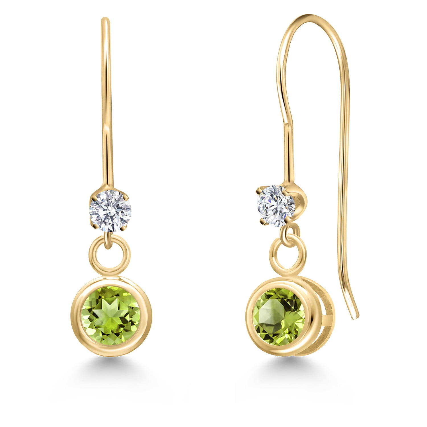 Gem Stone King 14K Yellow Gold Green Peridot and Lab Grown Diamond ...