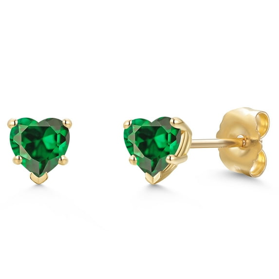Gem Stone King 14K Yellow Gold Green Zirconia Stick Earrings for Women ...