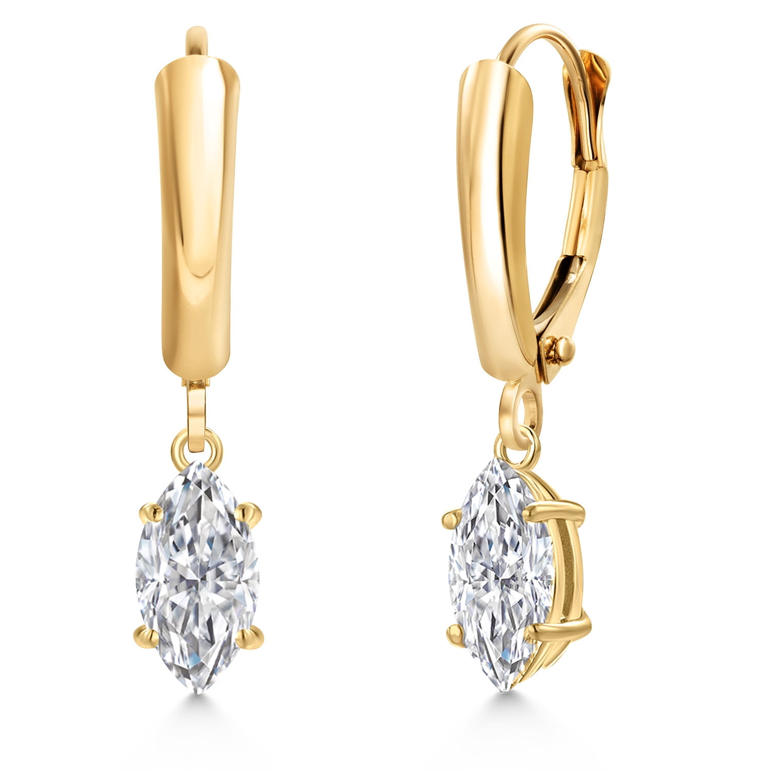 Gem Stone King 14K Yellow Gold Lab Grown Diamond Dangle Earrings for ...