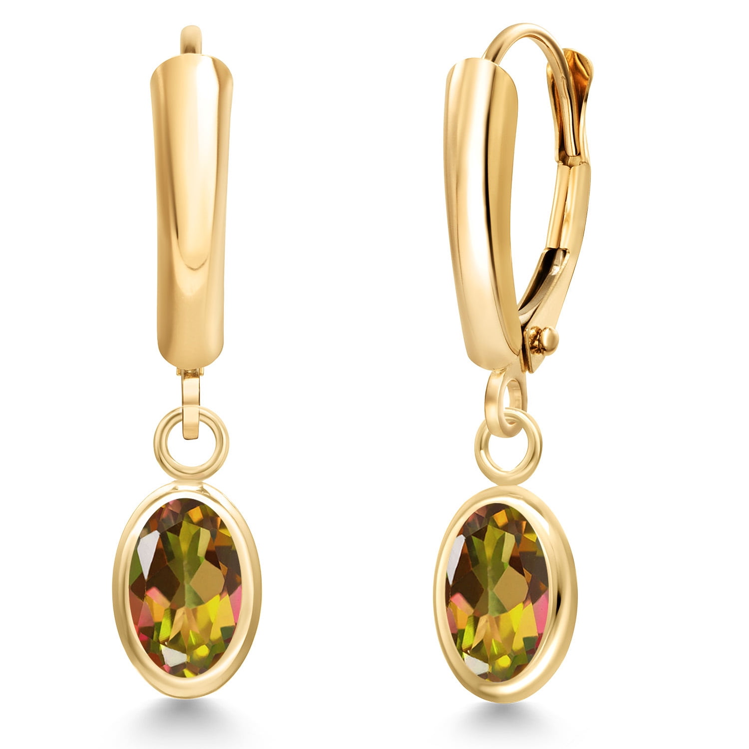 Gem Stone King 14K Yellow Gold Mango Mystic Topaz Dangle Earrings for ...
