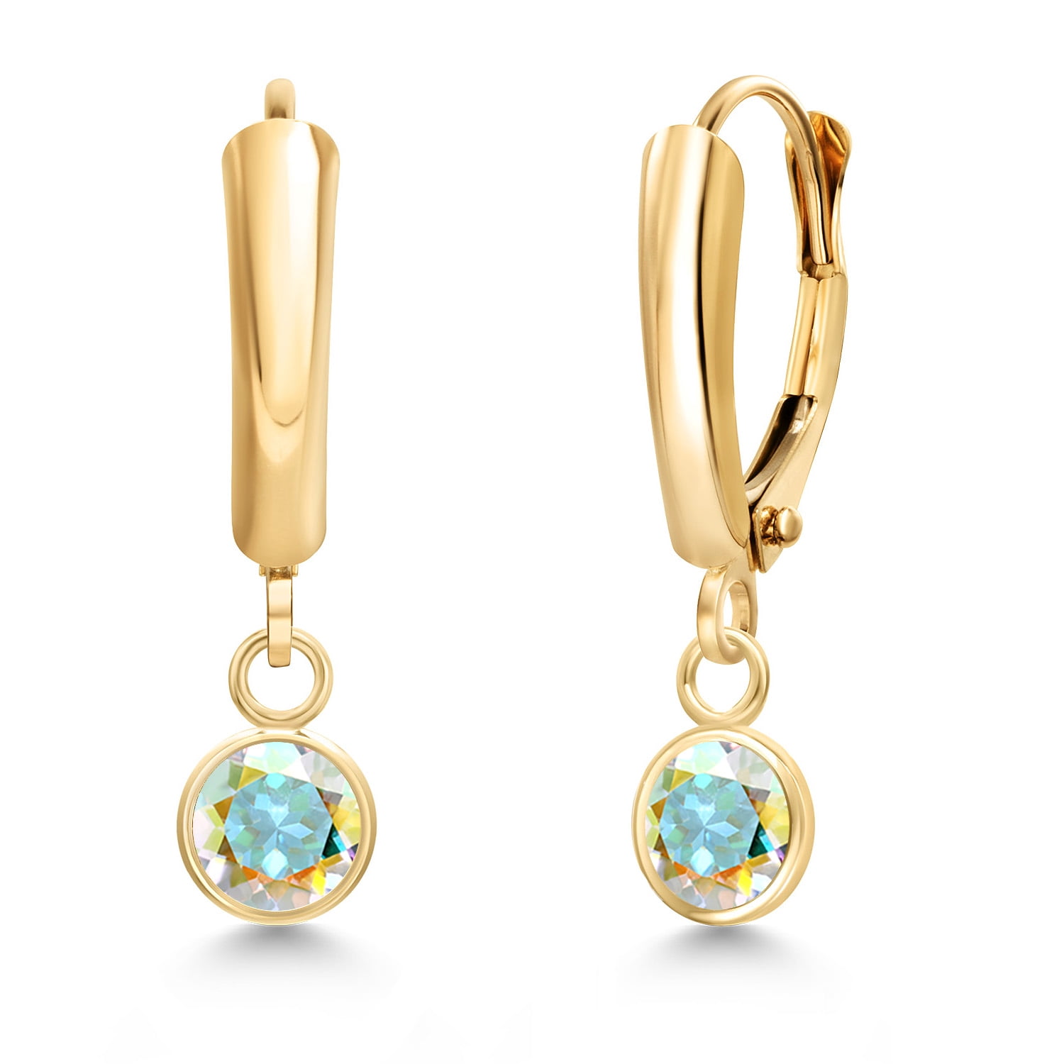 Gem Stone King 14K Yellow Gold Mercury Mist Mystic Topaz Dangle ...