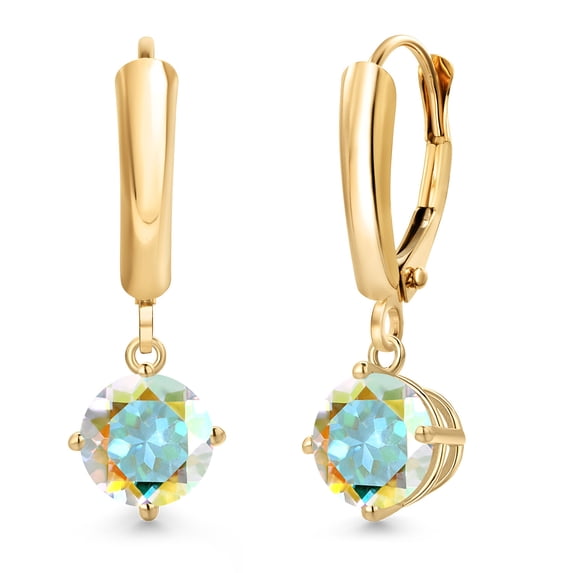 Gem Stone King 14K Yellow Gold Mercury Mist Mystic Topaz Dangle ...