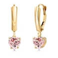 Gem Stone King 14K Yellow Gold Morganite Peach Zirconia Dangle Earrings ...