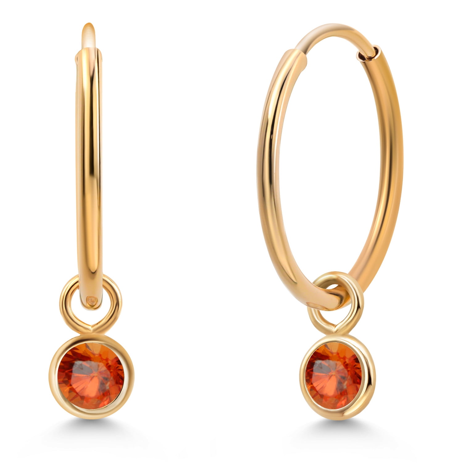 Gem Stone King 14K Yellow Gold Orange Sapphire Snap Closure Continuous ...