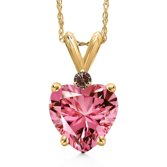 Gem Stone King 14K Yellow Gold Pink Zirconia and Fancy Brown Zirconia ...