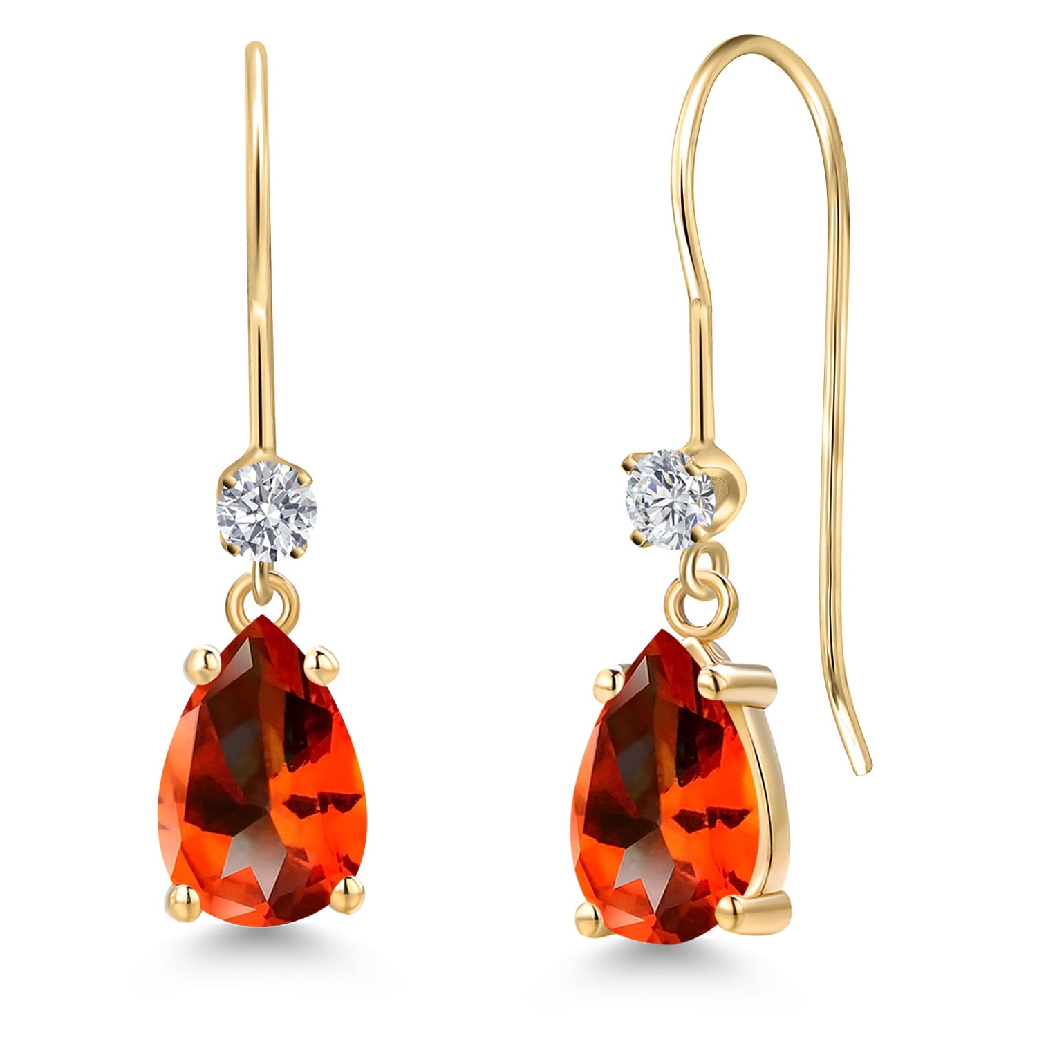 Gem Stone King 14K Yellow Gold Poppy Topaz and Lab Grown Diamond ...