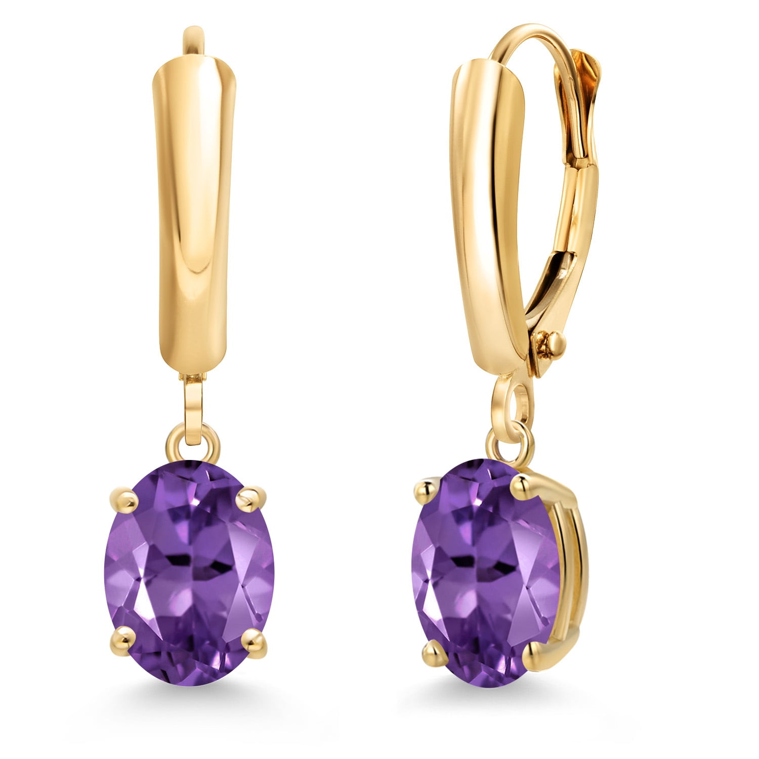Gem Stone King 14K Yellow Gold Purple Amethyst Dangle Earrings for ...