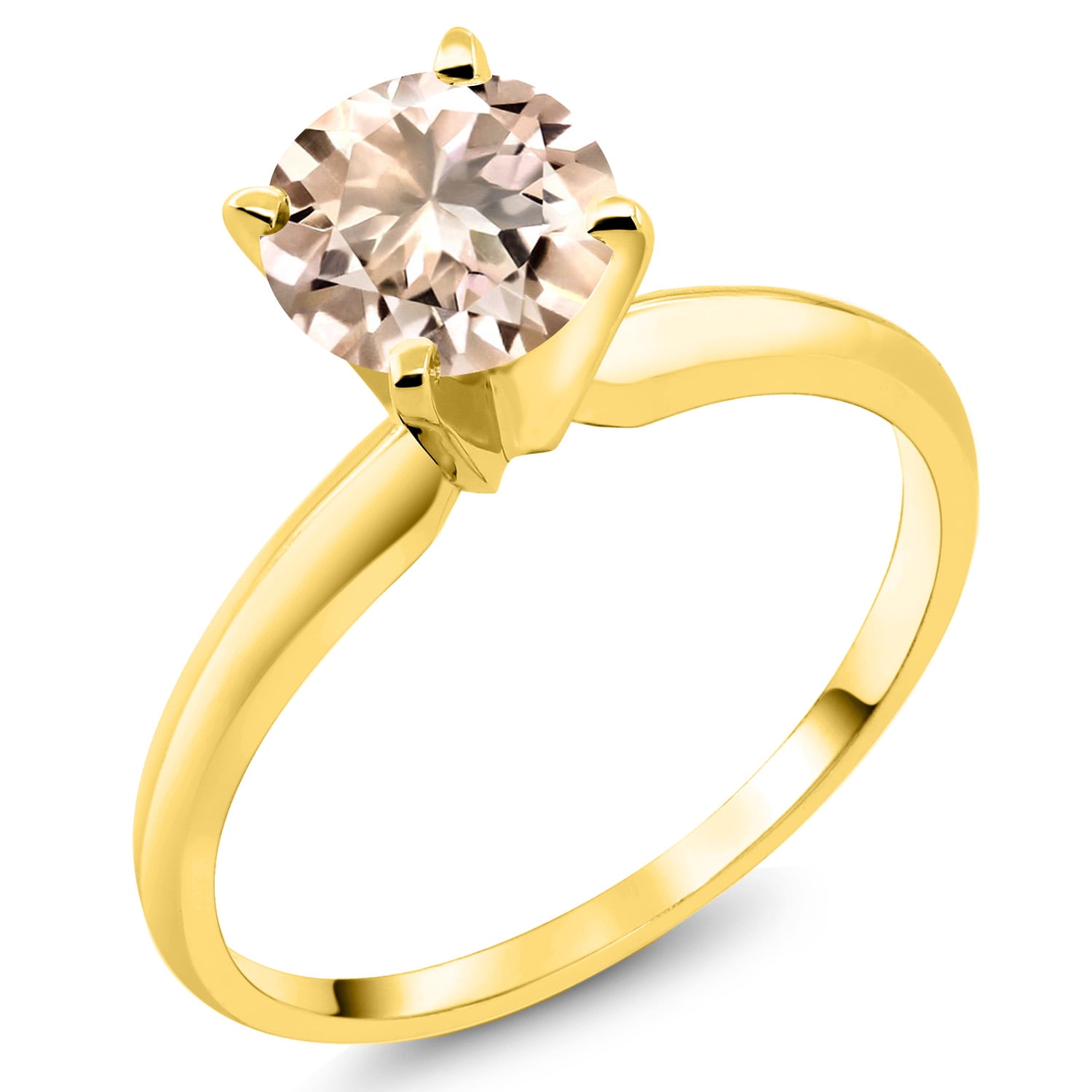 Gem Stone King 14K Yellow Gold Peach Morganite Solitaire Engagement 4 ...