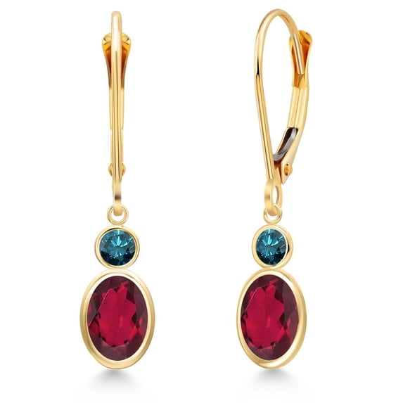 Gem Stone King 14K Yellow Gold Ruby Red Mystic Topaz and Blue Diamond ...