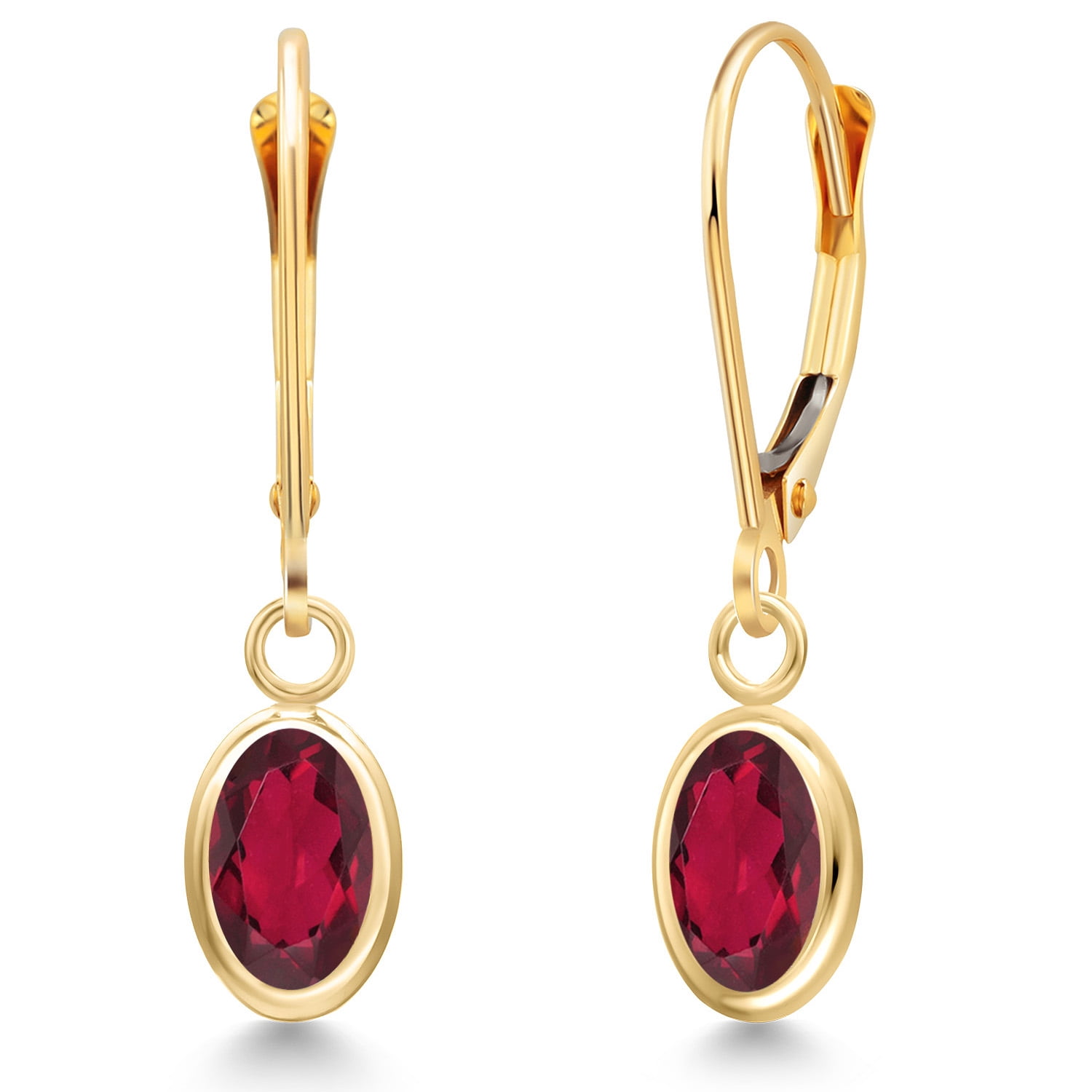 Gem Stone King 14K Yellow Gold Ruby Red Mystic Topaz Dangle Earrings ...