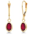 Gem Stone King 14K Yellow Gold Ruby Red Mystic Topaz Dangle Earrings ...