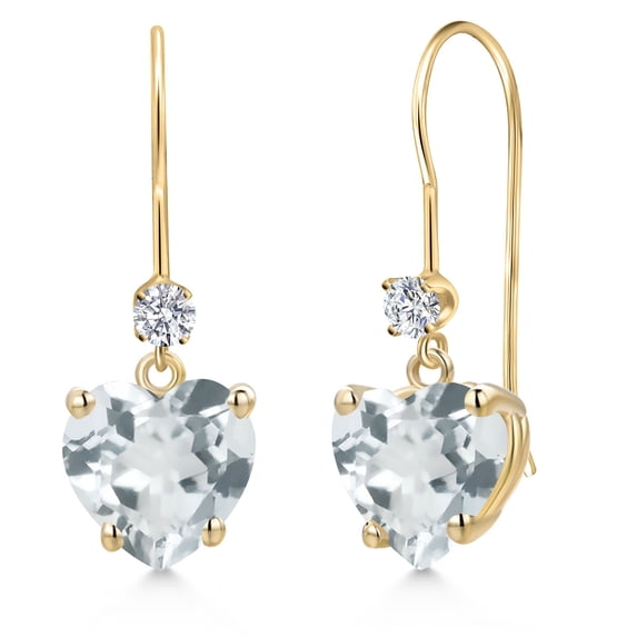 Gem Stone King 14K Yellow Gold Sky Blue Topaz and Lab Grown Diamond ...